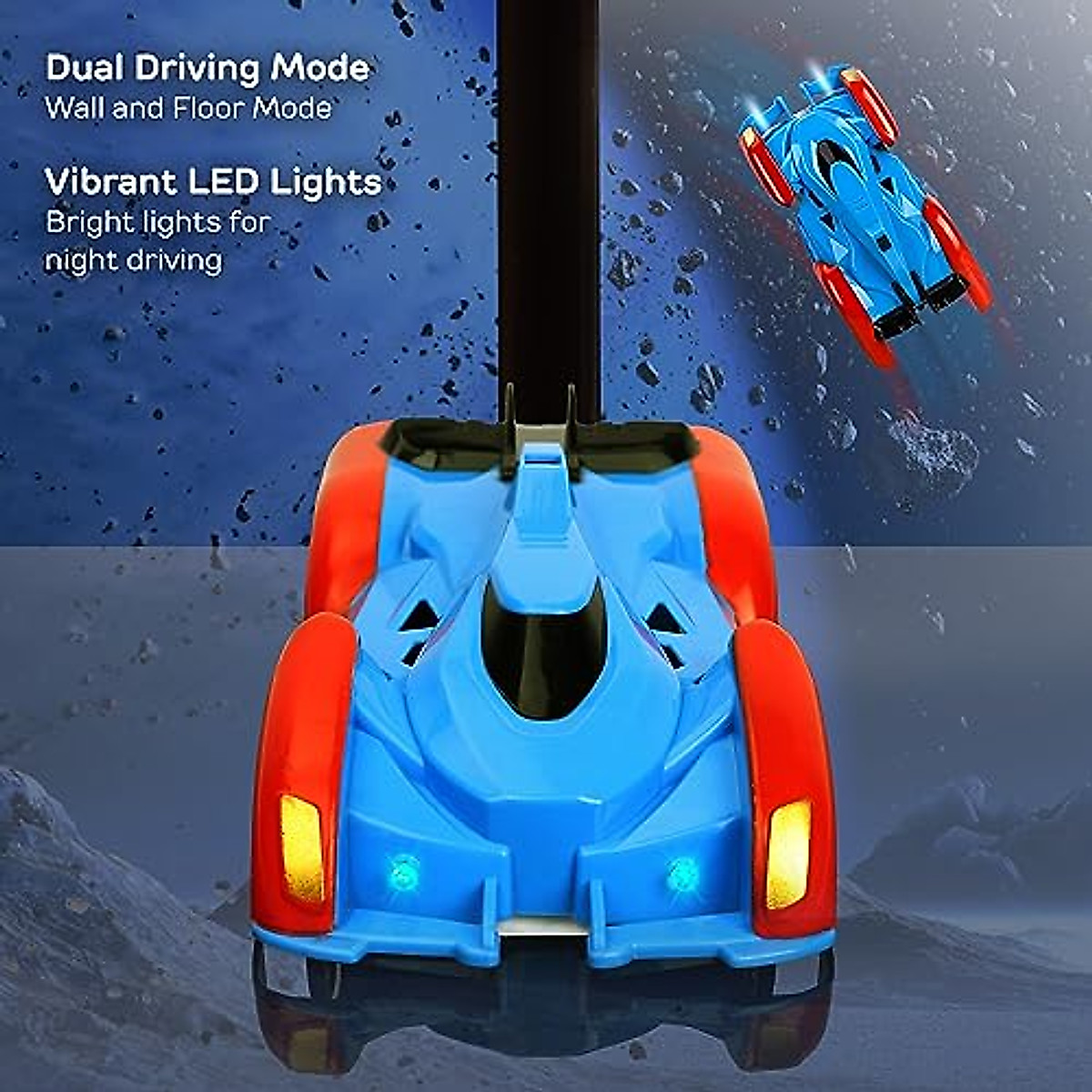 TOY Life Super Hero Man RC Car - Wall Climbing Remote Control Car for Boys 4-7 - 360° Rotating Stunt RC Car - Car Toys for 4-7 Year Old Boy, Superhero Kids Toys (Blue-red)