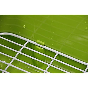 RUBYHOME Rabbit Litter Box Toilet, Plastic Square Cage Box Potty Trainer Corner Litter Bedding Box Pet Pan for Small Animals, Rabbits, Guinea Pigs, Chinchilla, Ferret, Galesaur, 11.4 Inches (Green)
