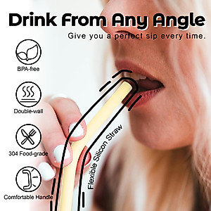 winiwo 40 oz Tumbler with Handle and Straw for Her, Flexible Straw, Insulated Tumbler Cups with Silicone Bottom, Keeps Beverages Cold Up to 24 Hours, Gym/Work/Travel/School/Gift（Grape Purple）