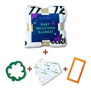 LUNAMIO Baby Monthly Milestone Blanket Boy Girl, Woodland Nursery Decor for Boys, Baby Milestone Blanket, Baby Boy Milestone Blanket, Woodland Baby Shower, Milestone Blanket for Baby Girl Boy, 50"x40"