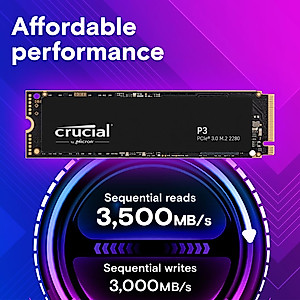 Crucial P3 500GB PCIe Gen3 3D NAND NVMe M.2 SSD, up to 3500MB/s - CT500P3SSD8