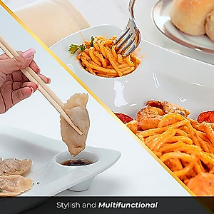 Il Bel Piatto 12-inch Premium Elegant Italian Porcelain Plates with Sauce Compartment - Premium Dining Plates Made in Italy (White, 4 Pieces)