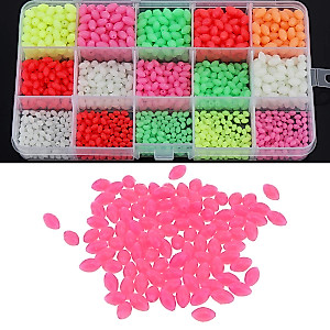 OriGlam 1500pcs Fishing Beads Assorted, Luminous Glow Fishing Beads Kit, Plastic Oval Beads Fishing Tackle, Luminous Fishing Bead Rigging Beads Fishing Lures Beads
