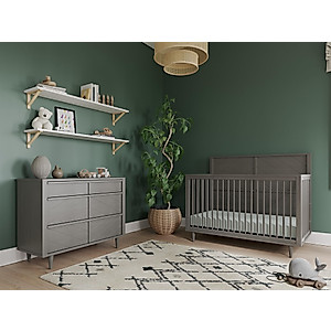 Child Craft Surrey Hill Crib and Dresser Nursery Set, 2-Piece, Includes 4-in-1 Convertible Crib and 3-Drawer Dresser, Grows with Your Baby (Lunar Gray)