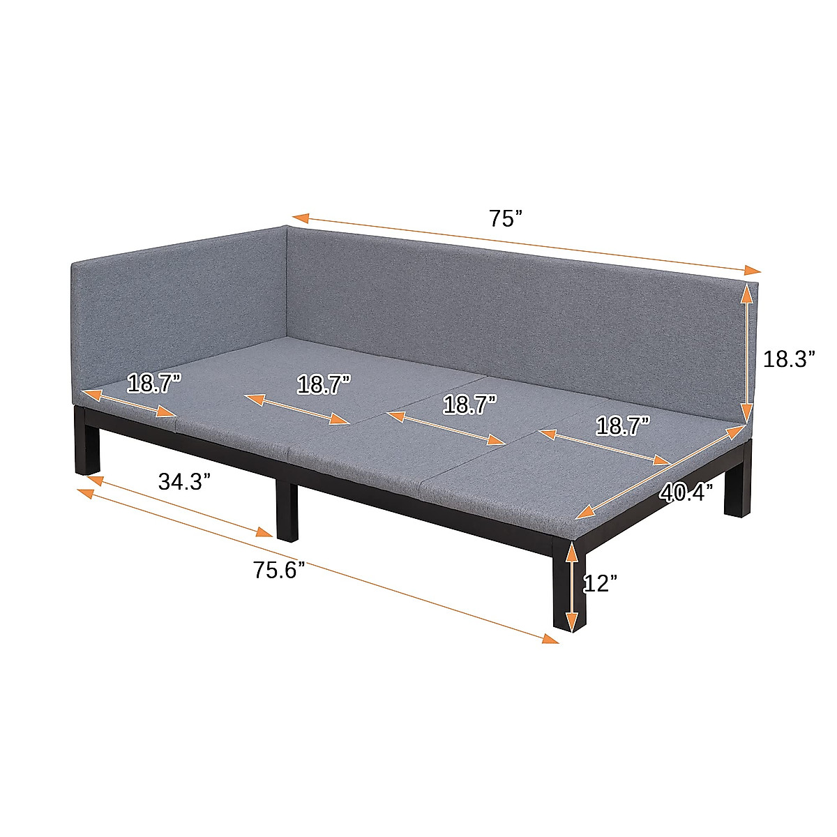 Merax, Gray Upholstered Daybed/Sofa Frame/Wood Floor Linen Cover Mattress/Futon Sleeper Beds, Twin Size