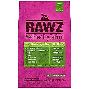 Rawzreg; Meal Free Dry Cat Food Dehydrated Chicken, Turkey Chicken Recipe (1.75 Lb)