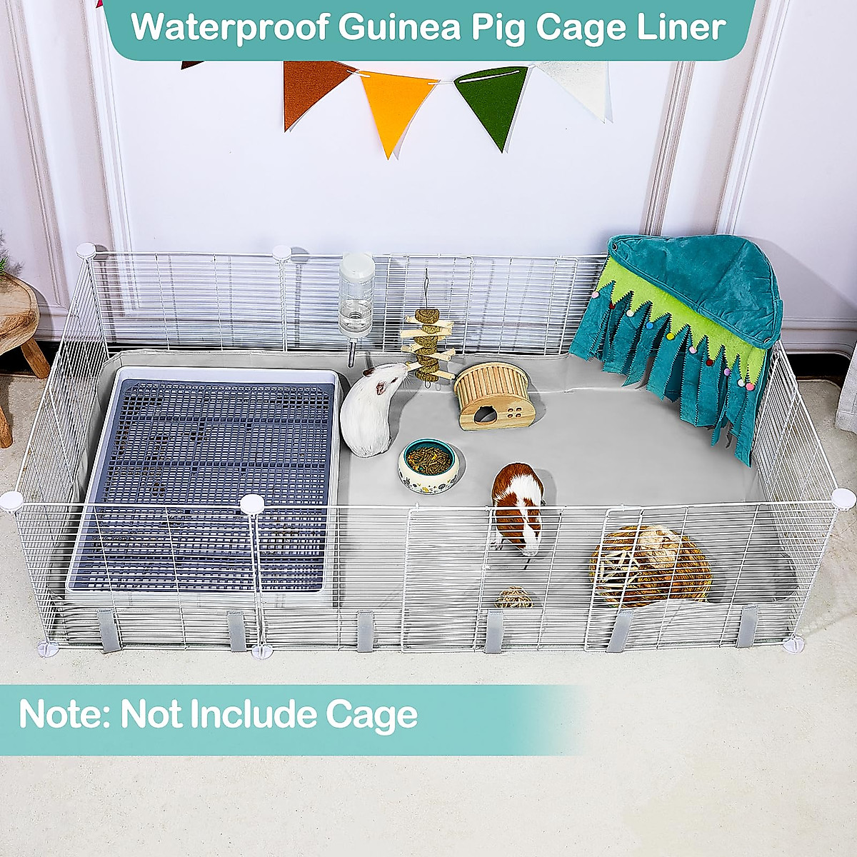 Guinea Pig Cage Liner, Waterproof Liner for Guinea Pigs, Guinea Pig Bedding with Tarp Bottom for C&C Grids, Cage Liners for Guinea Pig, Bunny, Hamster, Rabbit,Not Include Cage,56 * 28 inches