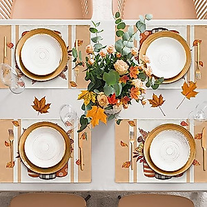 Seliem Fall Pumpkin Sunflower Placemats Set of 4, Autumn Leaves Flower Buffalo Plaid Mason Jar Farmhouse Dining Table Place Mats, Thanksgiving Seasonal Kitchen Decor Party Home Decoration 12x18 Inch