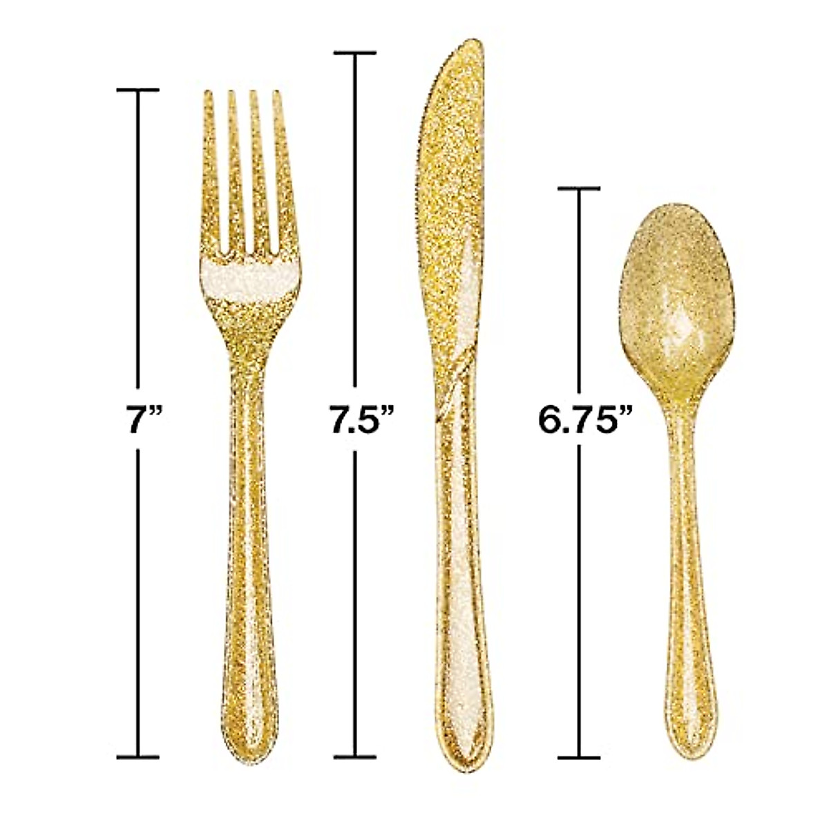 Creative Converting 24-Piece Premium Plastic Assorted Cutlery, Glitz Gold Glitter - 019805