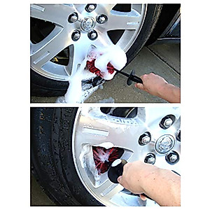 EZ Detail Brush Little - Red - Wheel Rim Cleaner for Cars, Bike, Trucks, Motorcycle, and Other Vehicles. Non-Scratch Auto Detailing Tool, Easily reaches Nook and Crannies