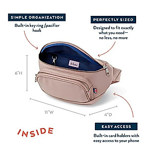 Kibou Vegan Premium Leather Fanny Pack Diaper Bag With Detachable Compact Changing Pad & Baby Wipes Storage - Wear as Belt Bag, on Waist, or Crossbody (Blush)