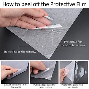 HIDBEA Frosted Window Privacy Film Heat Control UV Blocking, Static Cling Non-Adhesive Reusable Door coverings for Bathroom Home Office (Frosted 11.8 Inch x 6.5 Feet)