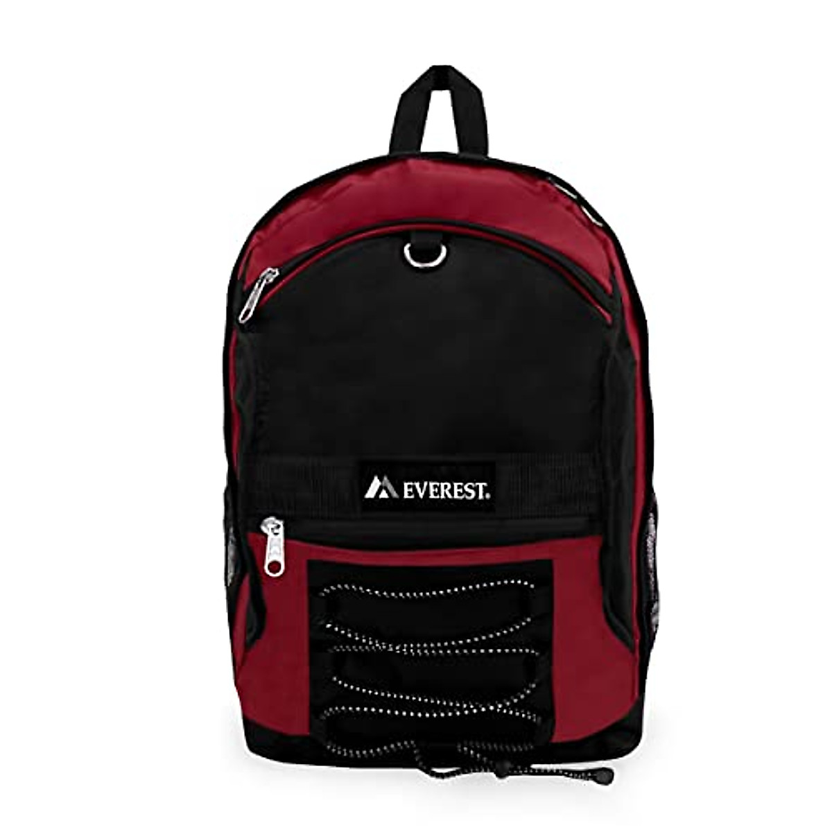 Everest Two-Tone Backpack with Mesh Pockets, Burgundy/Black, One Size