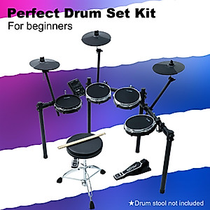 The ONE Electric Drum Set, Electronic Drum Set for Adult/Kid, Drum Set with 333 Sounds, 4 Mesh Drum Pads, 2 Switch Pedals, Headphones, Sticks & Drum App, Support Bluetooth/USB MIDI/AUX Out
