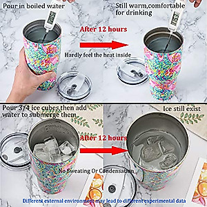 30 oz Tumbler with Lids and Straws,18/8 Stainless Steel Vacuum Insulated Coffee Tumbler,Insulated Travel Mug Water Cup with Leak-Proof Straw Lid & Flip Lid,3 Metal Straws,1 Cleaning Brush & Gift Box