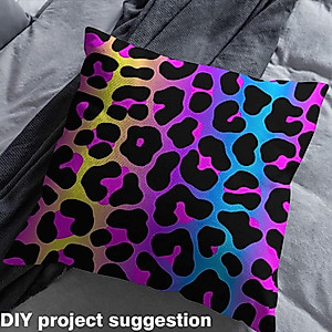 Feelyou Leopard Print Fabric by The Yard, Luxury Bright Safari Cheetah Print Upholstery Fabric, Wild Animal Theme Outdoor Fabric, Rainbow Striped Reupholstery Fabric for Chairs, 3 Yards, Purple Blue