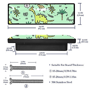 4 Pack 3.6 Inch Double Holes Cabinet Knobs, Kitchen Cabinet Dresser Drawer Closet Cupboard Door Knobs Handles Pulls for Home Bedroom Bathroom Dinosaur