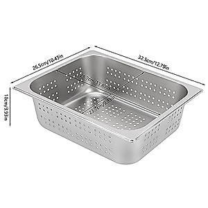 3 Pack Full Size Hotel Pan with Lid Set,1/2 Size 4 Inch,6 Inch Full Size Pan Perforated Steam Pan Steam Table Pan Cover Restaurant Supplies for Kitchen, Steam Table Tray