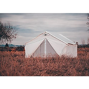 Elk Mountain Tents Outdoor Large Canvas Waterproof Wall Tent And Angle Kit With Screened Windows And Stove Pip Jack for 6 person tent, Best for Family Camping and Hunting Trip - 13x13 - Standard Model