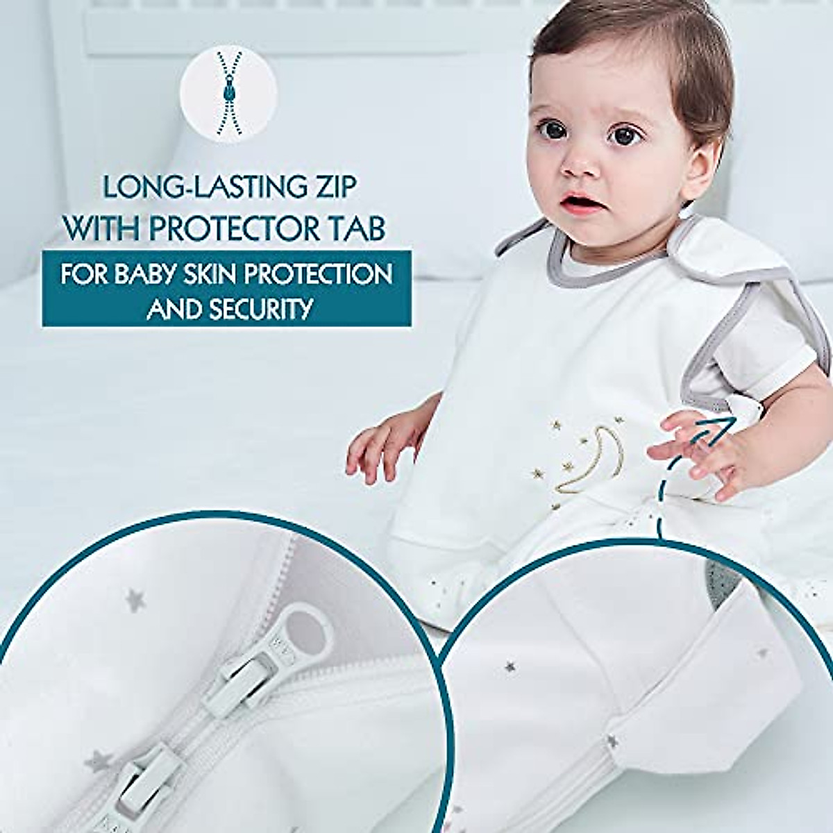 Baby Sleeping Bag for Winter, 100% Natural Cotton Wearable Blanket, 2.5 Tog Swaddle Transition for Infants and Toddlers