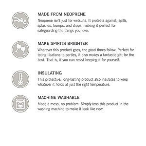 BUILT Six-Pack Soft-Grip Insulated Neoprene Beer Bottle Carrier Tote Black 6P-BLK