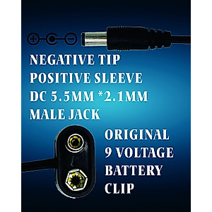 Augioth 9 V Pedal Battery Clip 3 Pack 5521 Converter Center Negative 9 Volt Power Supply Cable