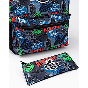 Jurassic World Backpack - Boys Kids 4 Piece School Lunch Box With Water Bottle