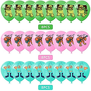 Singing Monsters Birthday Party Decoration, Monsters Game Party Photo Background 5 x 3 FT and 24Pcs Balloon, Monsters of Singing Party Backdrop Supplies for Girls, Boy and Baby Shower