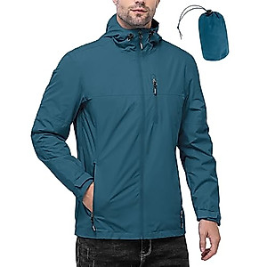 Outdoor Ventures Men's Packable Rain Jacket Waterproof Windbreaker Lightweight Raincoat with Hood