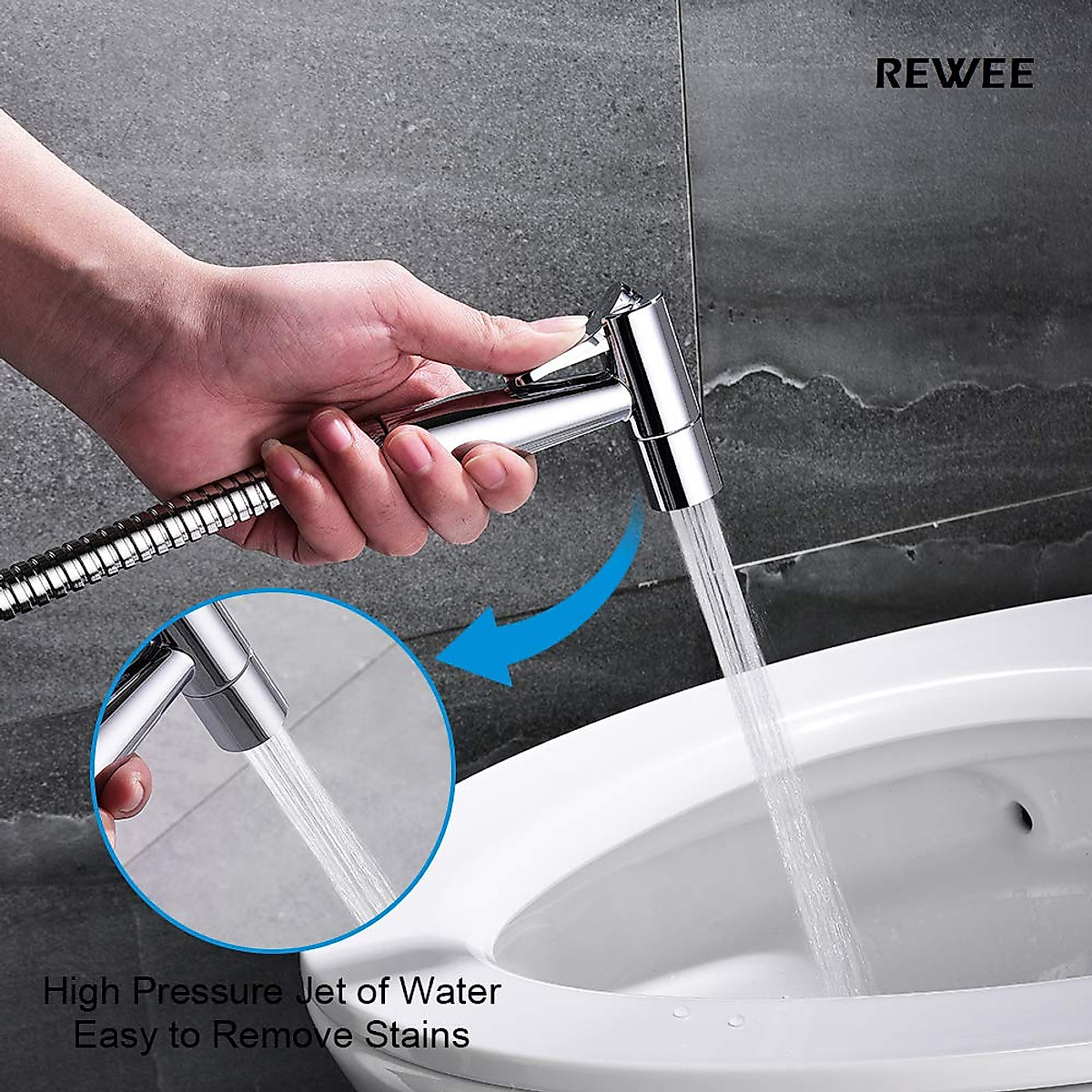 Handheld Bidet Sprayer for Toilet,REWEE Chrome Plate Plastic Bidet Attachment for Toilet,Cloth Diaper Bidet Toilet Sprayer