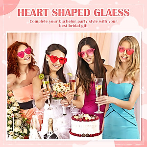TOODOO 4 Pieces Heart Shape Rimless Sunglasses Transparent Candy Color Party Eyewear (Pink Series)
