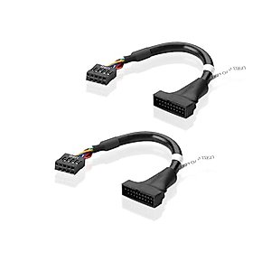 XIAOSHI 2-Pack USB 3.0 19 Pin Male to USB 2.0 9-Pin Motherboard Female Housing cable adapter