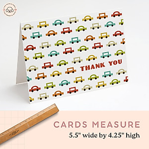 Two Poodle Press Boy Thank You Cards, Retro Car Thank You Notes with Envelopes - For Birthdays, Baby Showers, Graduation, Kids Stationery, Baptism Thank You, Teacher Appreciation - Liam