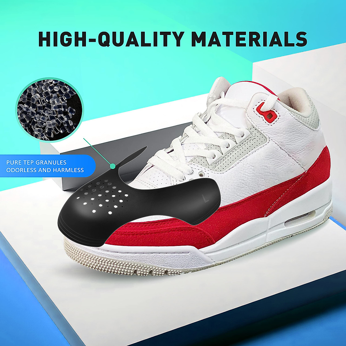 Crease Protectors Suitable for Most Sneakers, 4 Pairs Crease Protectors for Jordan 1, Air Force 1, and Dunk Low; Men's 7.5-12/ Women's 5-8.5 (Men's US Size 7.5-12, Black+White)