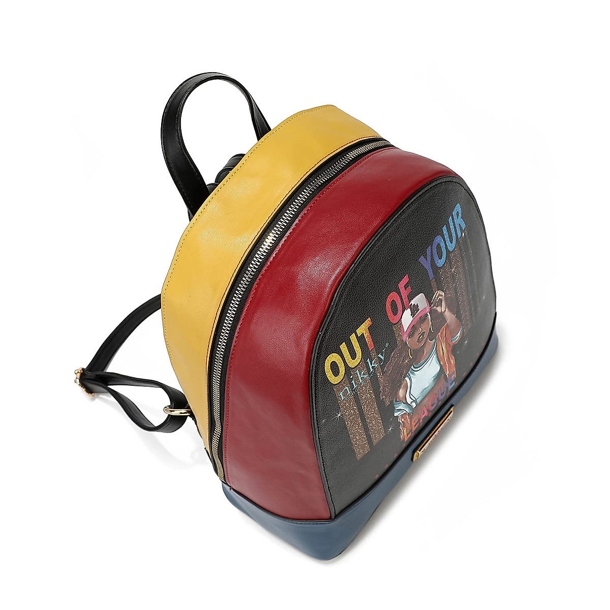 DESTINY BY NICOLE LEE Fashion Backpack Eco Leather with Two Main Compartments Zipper Closure and Adjustable Shoulder Strap Bookbag Daypack Bag for Women Girls NK12127LCT OYL