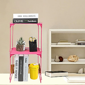 AUECOOME Locker Organizer Pink Shelf Locker shelfs Tall Shelf Metal Locker Shelves Organizer Locker Shelf for School Locker Accessories Suitable for School, Office, and Home use (1,Pink)