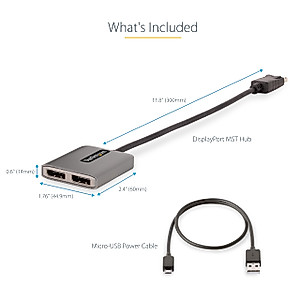StarTech.com 2-Port DisplayPort 1.4 Splitter, DP to 2x DP Multi-Monitor Adapter, Dual 5K 60Hz MST Hub, Windows Only (no support for macOS/ChromeOS/Linux)