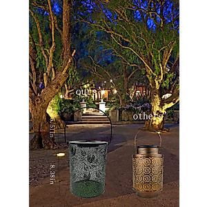 FLJZCZM Solar Lanterns Lights Outdoor Lantern Hanging Garden Metal Retro Light Battery Table Lamp Decorative Yard Camping Waterproof Green