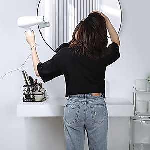 YIGII Hair Tool Organizer - Wall Mounted/Adhesive 4 Compartments Countertop Bathroom Blow Dryer Holder, Styling Hot Tool Organizer for Hair Dryer, Flat Iron Hair Straightener, Curling Wand, Makeup