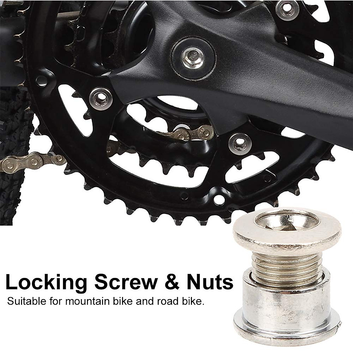 8PCS Bike Crankset Chainwheel Screws Fit,plplaaoo Steel Silver Crankset Screw Nut, 0.5 x 0.4 in Crankset Screw Bolts, Durable Crank Fixing Bolt for Mountain Bike Road Bicycles, bike nuts bike cra