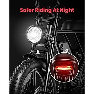 AMYET V9-G60 Electric Bike for Adults, 20" Fat Tire Electric Bike, 1000W/Peak 1500W Ebike with 48V20Ah Removable Battery, 30 MPH Shimano 7 Speed Gears, Dual Shock Absorber (Black)