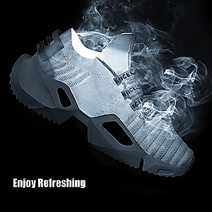 Men's Knit Lace Up Casual Sneakers Running Shoes,Fashion Breathable Mesh Slip On Platform Non-Slip Athletic Walking Shoes Outdoors Gym Training Shoes (Red,11.5)