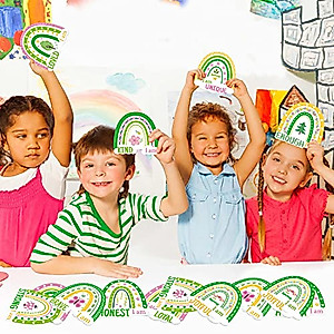 Yopyame 63PCS Boho Rainbow Bulletin Board Cutouts with Motivational and Positive Saying Springtime Bohemian Rainbow Classroom Cutout Decor Growth Mindset Inspirational Reading Room Wall Decor