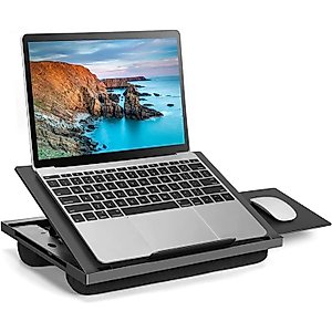 Adjustable Lap Desk - with 6 Adjustable Angles, Detachable Mouse Pad, & Dual Cushions Laptop Stand for Car Laptop Desk, Work Table, Lap Writing Board & Drawing Desk on Sofa or Bed by HUANUO
