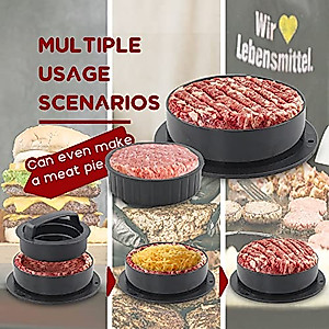 enter  3 Sizes in 1 Stuffed Burger Press,Hamburger Patty Maker Rings Molds with 100pcs Burger Papers,Set of 2