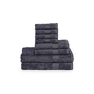 BolBom*S Bath Towels Set of 8, Ultra Soft 100% Cotton, 2 Extra Large Bath Towels 28x56, 2 Hand Towels for Bathroom 16x26, 4 Wash Cloths 12x12, Hotel Towels Ideal for Everyday Use, Hotel & Spa - Grey