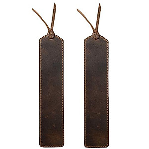 Hide & Drink, Deluxe Leather Bookmark, (7.5 in.) Long (2 Pack), Classic Bookmark, Stitched Bookmark, Handmade Includes 101 Year Warranty :: Bourbon Brown