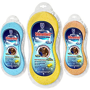 Harrison Howard ShineWell 3PCS Horse Groomer Sponges Dry & Wet Use Horse Massager Grooming Brush-away Mud Dirt Sweat Marking