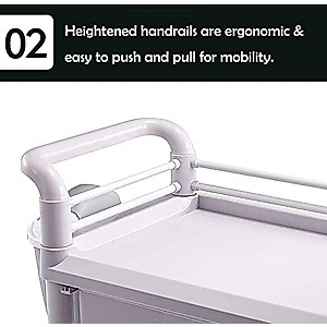 Medical Cart Household Utility Carts Trolley, Lab Cart Multifunction Portable Hand Trucks Large Trolly Cart 3 Tier Abs Beauty Salon Cart with Dirt Bucket Mobile Medical Equipment Cart with Brake Wheel