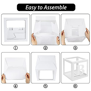 RUBFAC 5pcs Bridal Shower Decoration Box, White Transparent Balloon Box with ‘TO BE BRIDE GROOM’ and ‘A-Z’ Letters for Wedding Shower Baby Shower Engagement Bachelorette Parties Photo Booth Backdrop